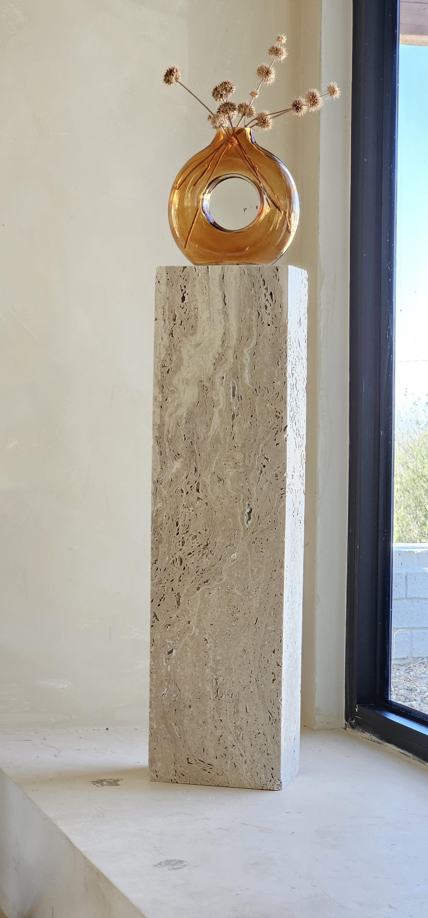 Travertine Pedestal Column - Plinth - Monolith - Solid Stone Block ...