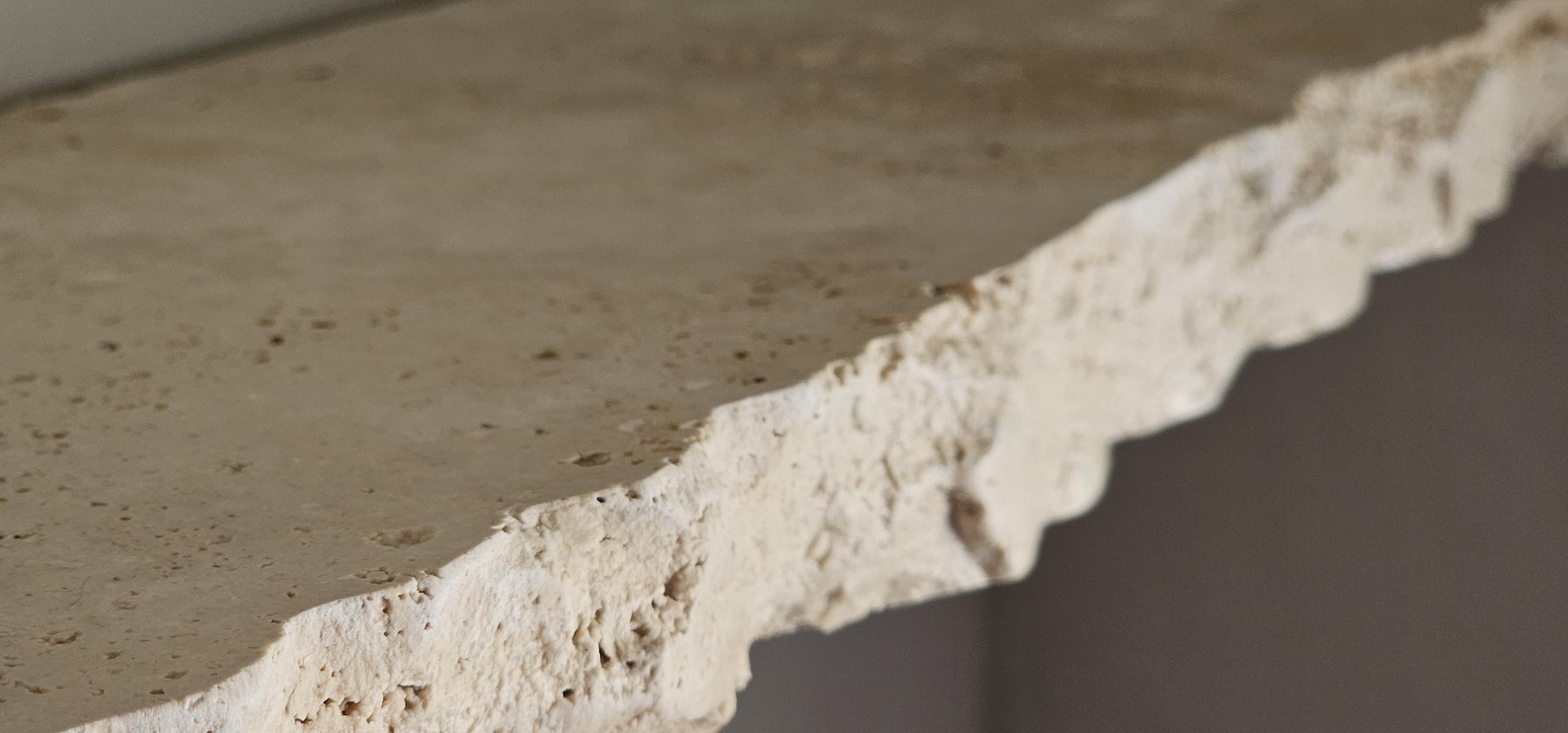 Travertine Floating Shelves, Custom Natural Travertine Chiseled Shelf ...