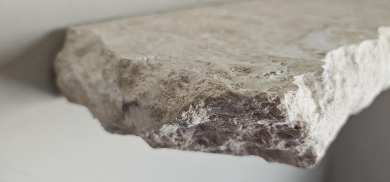 Shell Limestone Floating Shelf With Chiseled Edges. Natural Stone ...