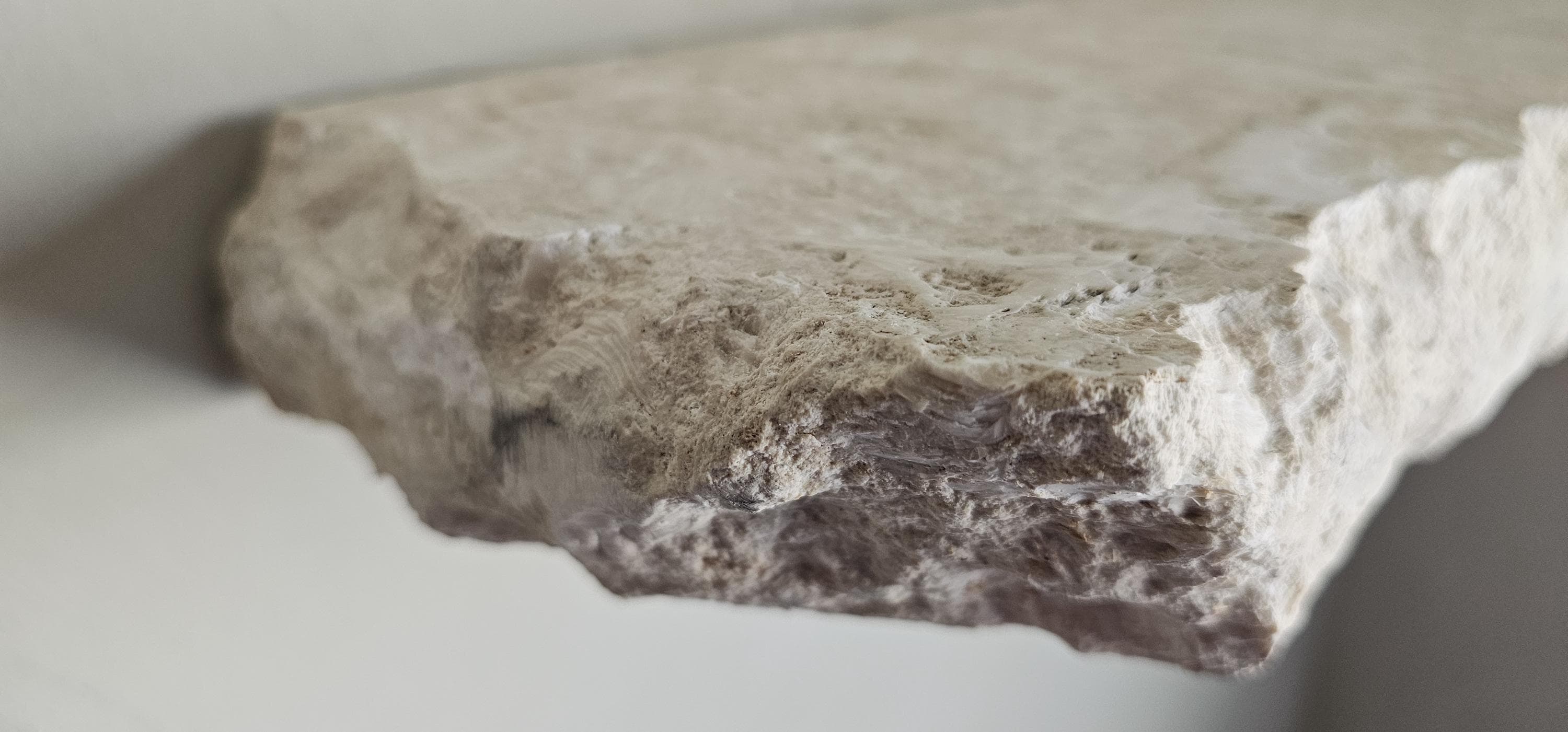 Shell Limestone Floating Shelf With Chiseled Edges. Natural Stone ...