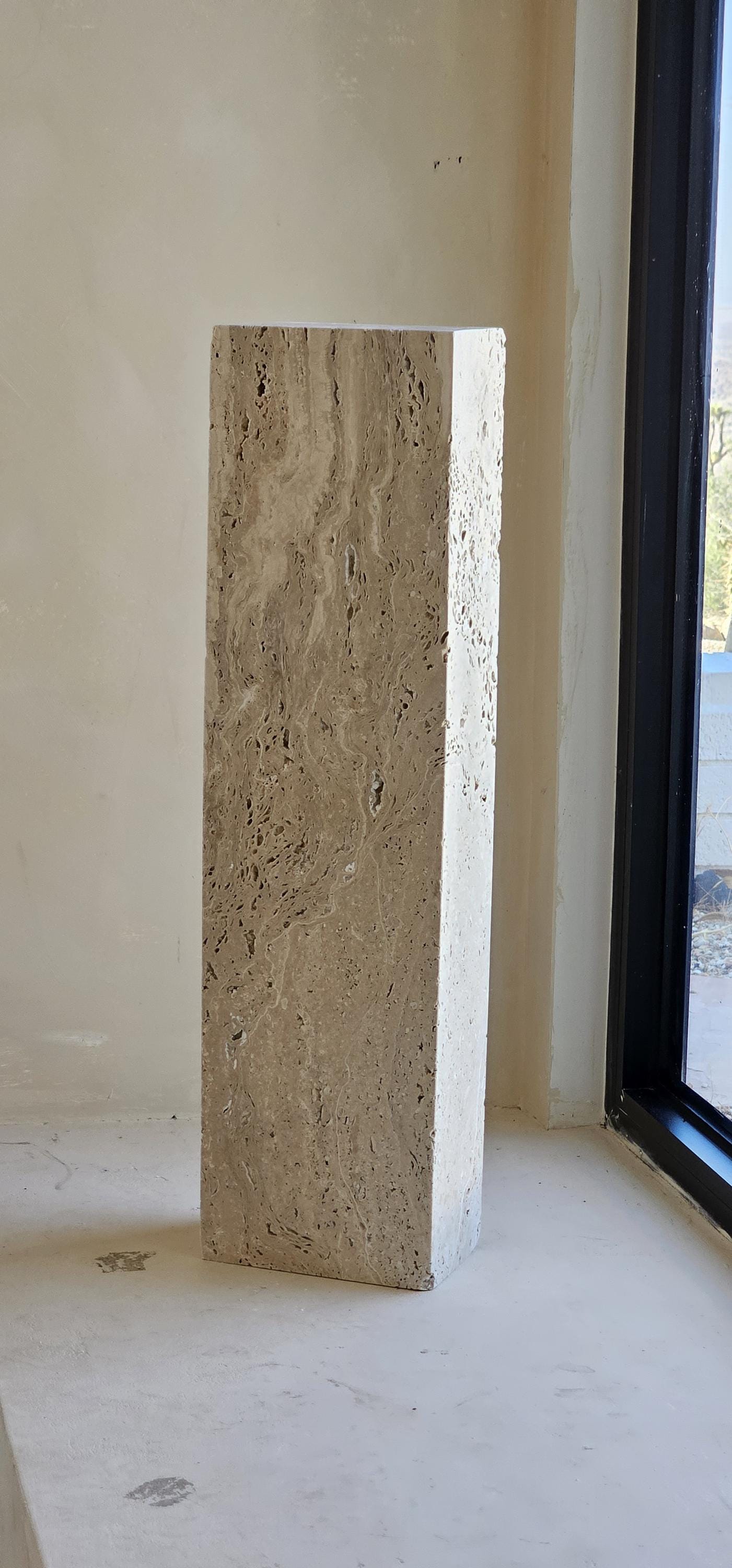 Travertine Pedestal Column - Plinth - Monolith - Solid Stone Block - Etsy