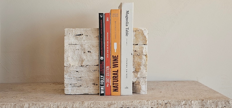 Travertine Bookend - Bookshelf Organization - Bookstop - Gift - Etsy