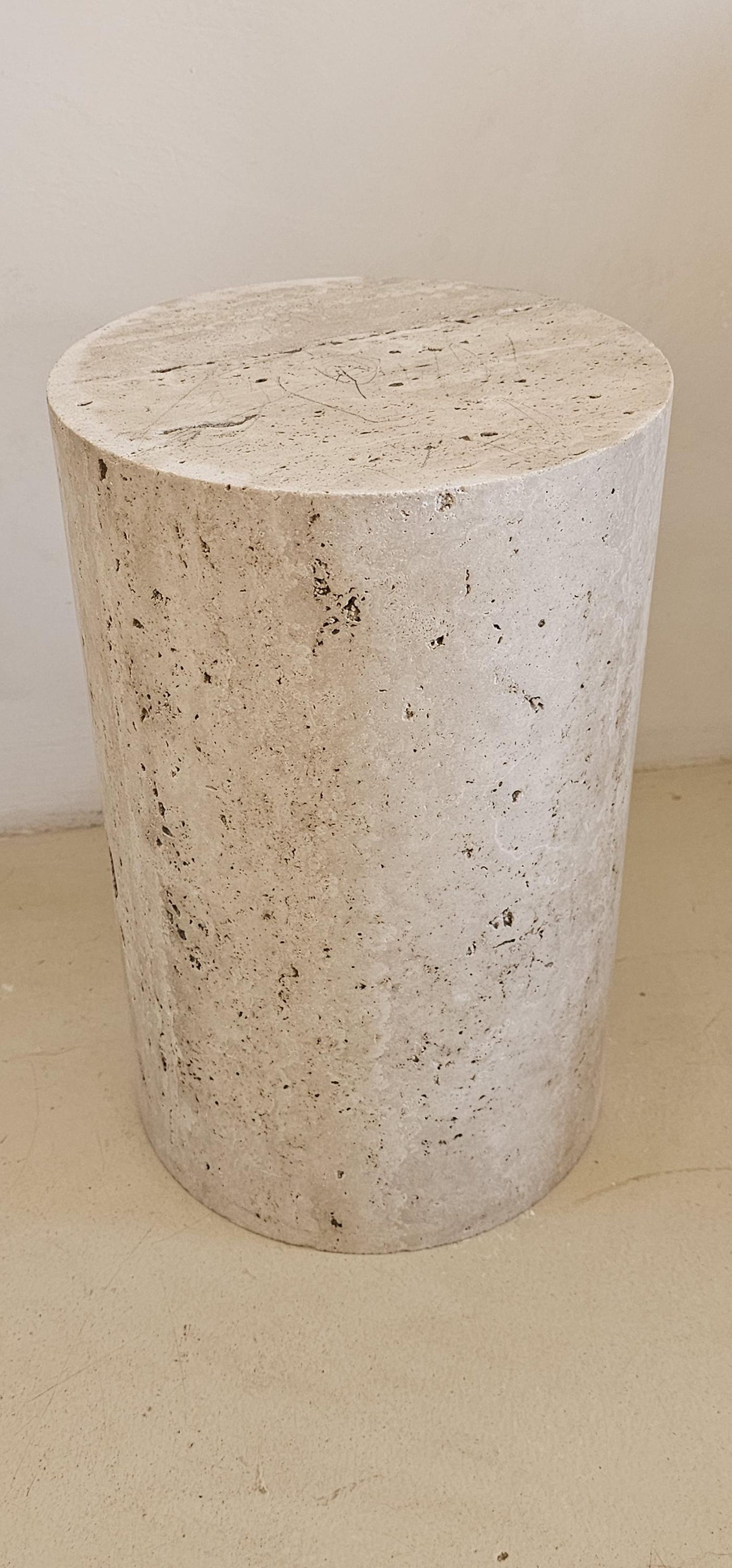 Travertine Pedestal Cylinder - Solid Stone Block - Etsy