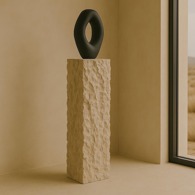 Travertine Pedestal Column - Sculpture Stand - Plinth - Monolith ...