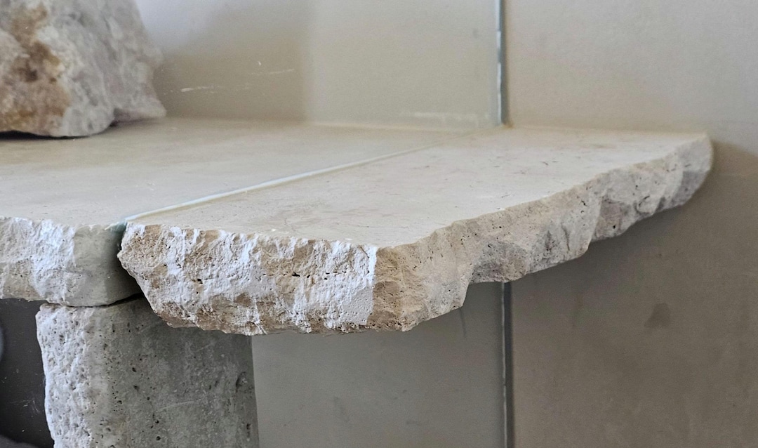 Chiseled Travertine Floating Shelf - Natural Stone Shelves - Invisible ...