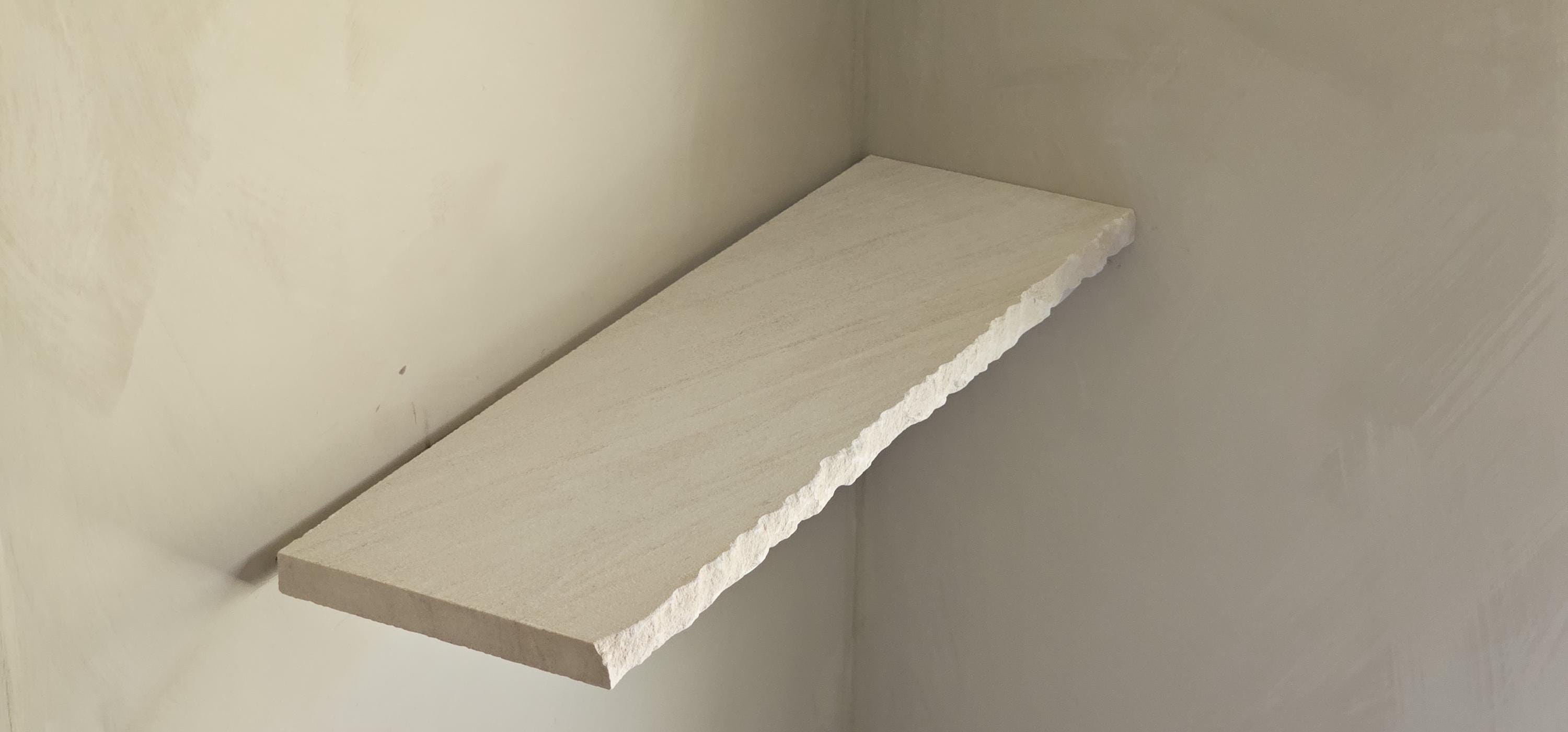 Handcrafted Limestone Floating Shelf - Chiseled Edge Travertine - Etsy