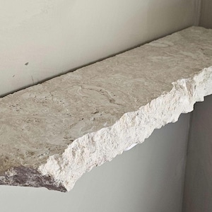 Shell Limestone Floating Shelf With Chiseled Edges. Natural Stone ...