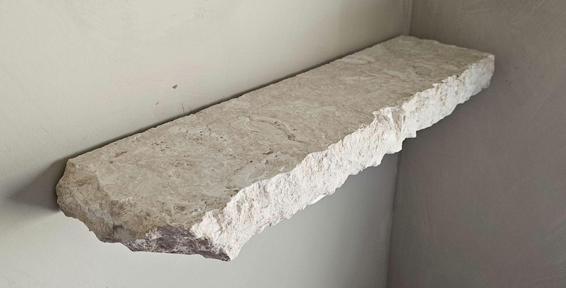 Shell Limestone Floating Shelf With Chiseled Edges. Natural Stone ...