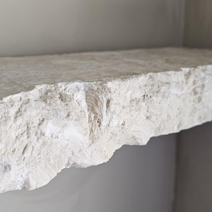 Shell Limestone Floating Shelf With Chiseled Edges. Natural Stone ...