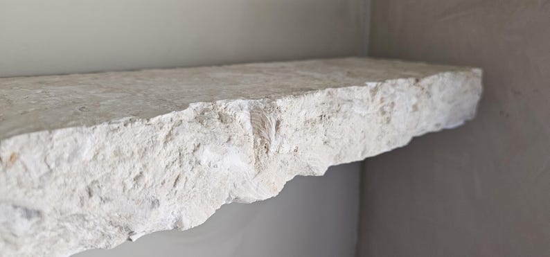 Shell Limestone Floating Shelf With Chiseled Edges. Natural Stone ...