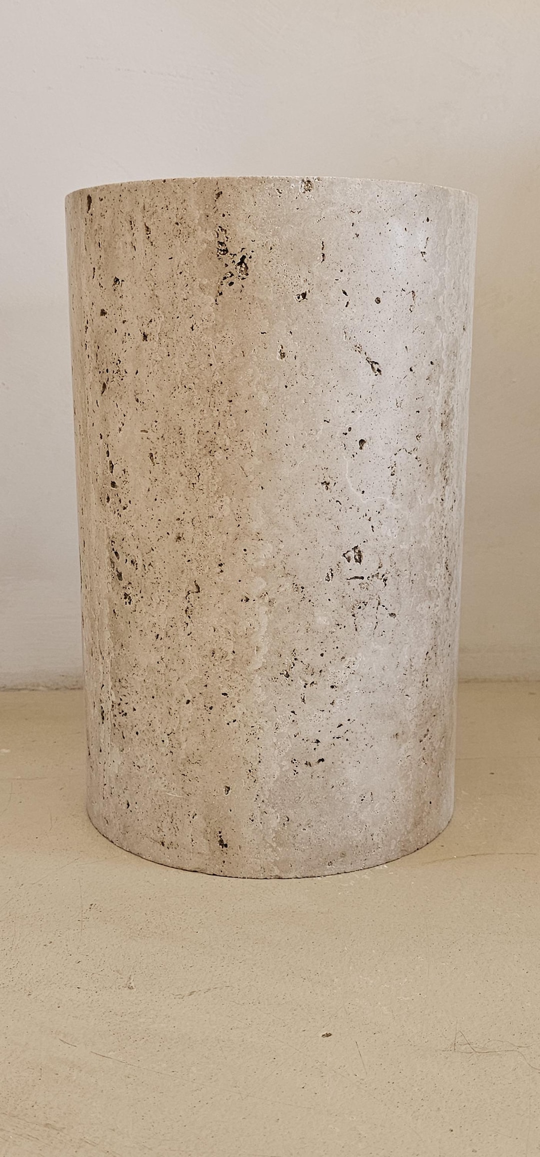 Travertine Pedestal Cylinder - Solid Stone Block - Etsy