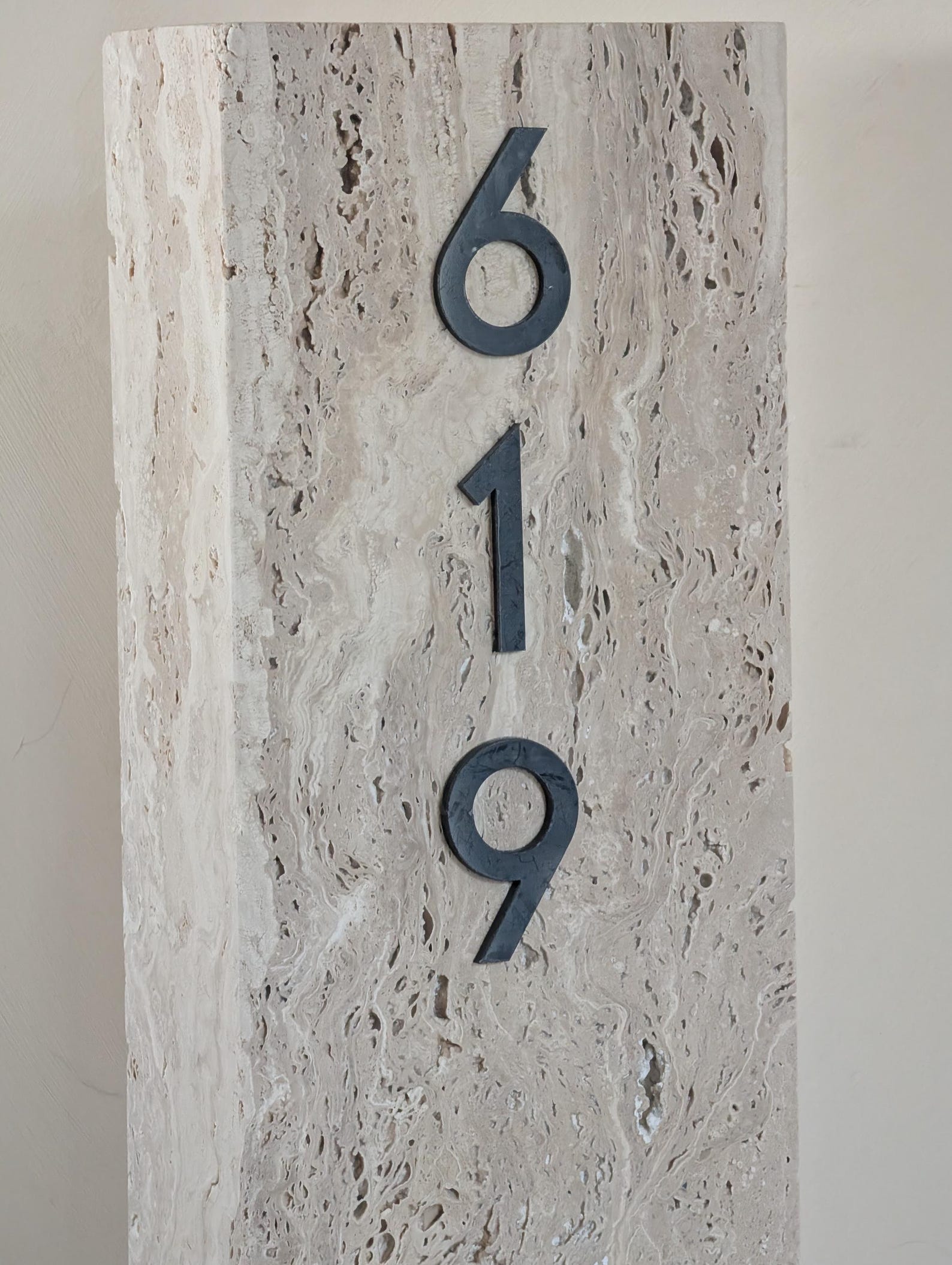House Number Travertine Pedestal Column - Garden Monolith - Home Adress ...