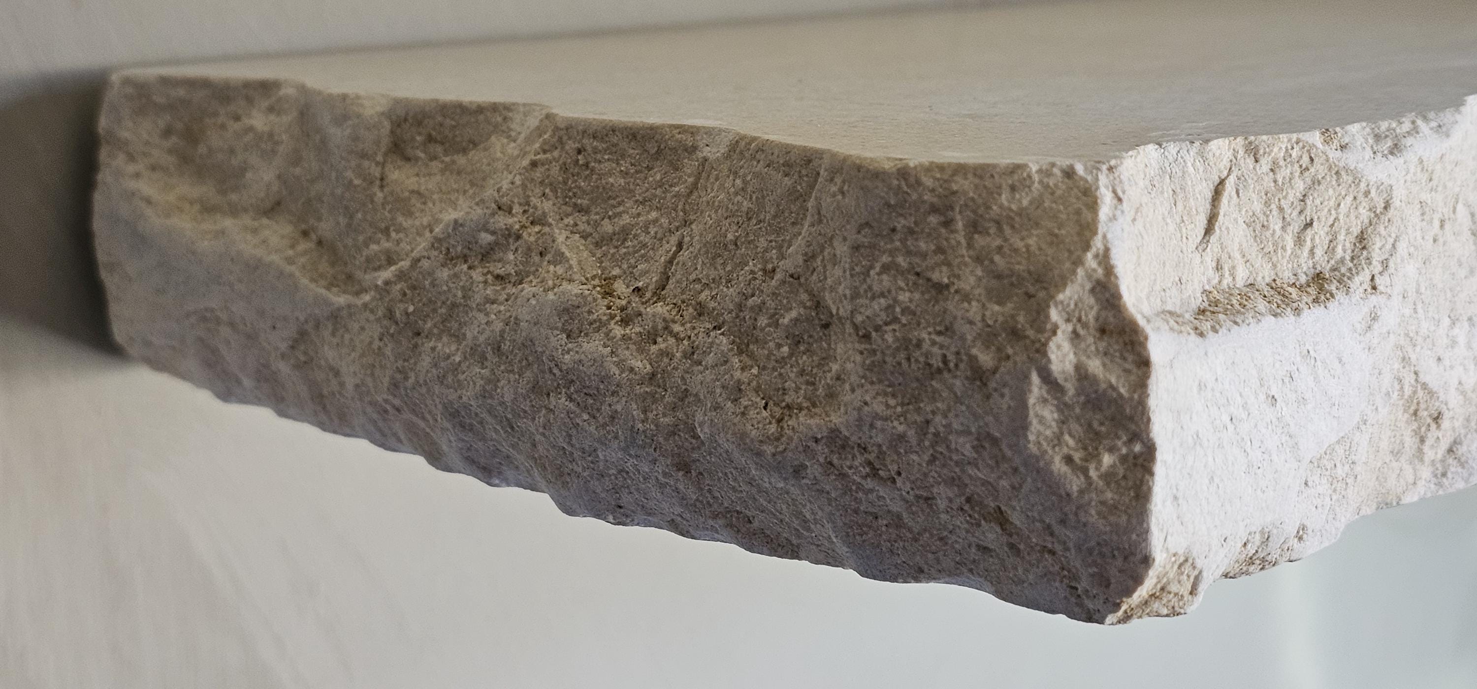 Limestone Floating Shelf With Chiseled Edges - Natural Stone Shelves ...