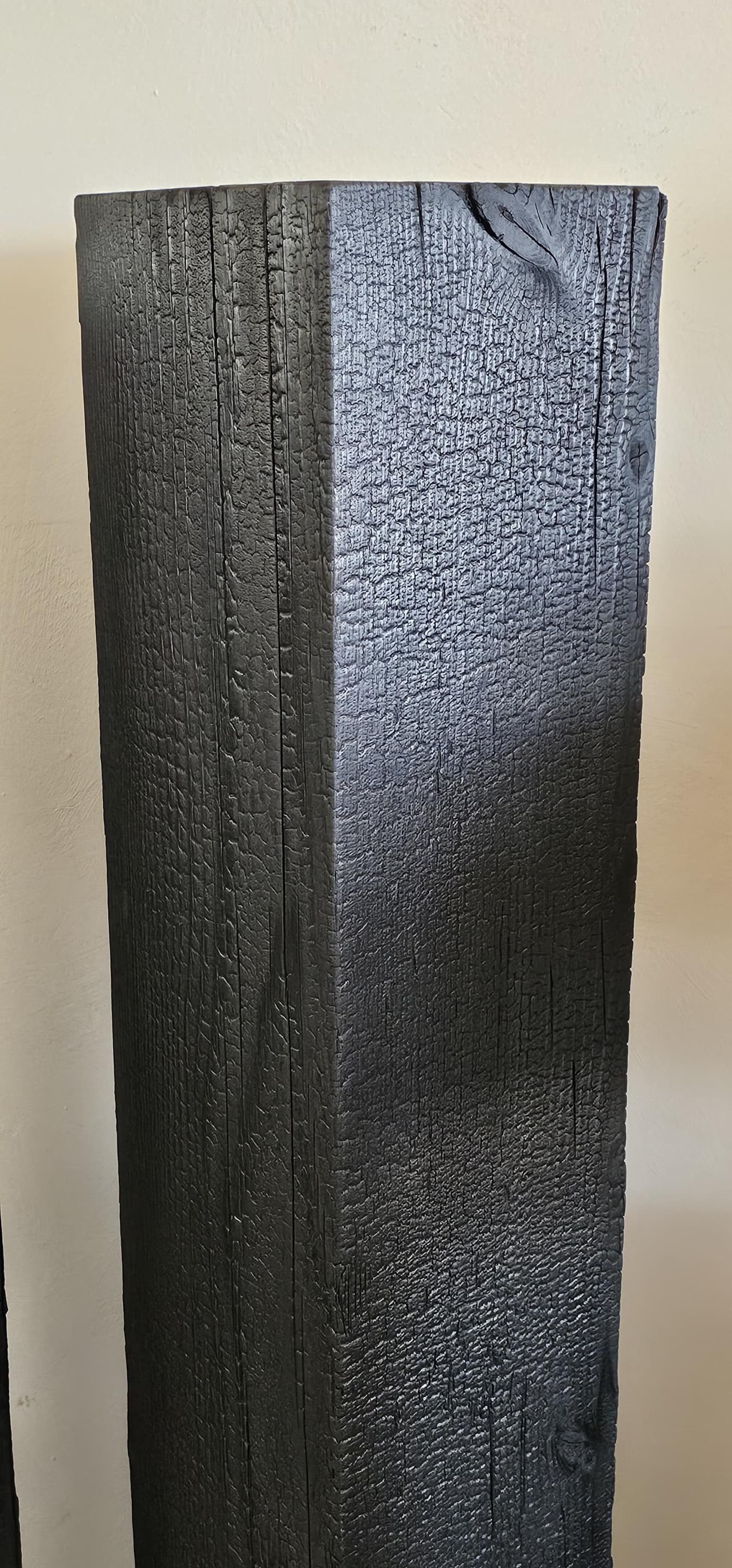Charcoal Pedestal Column - Shou Sugi Ban Wood Plinth - Monolith ...