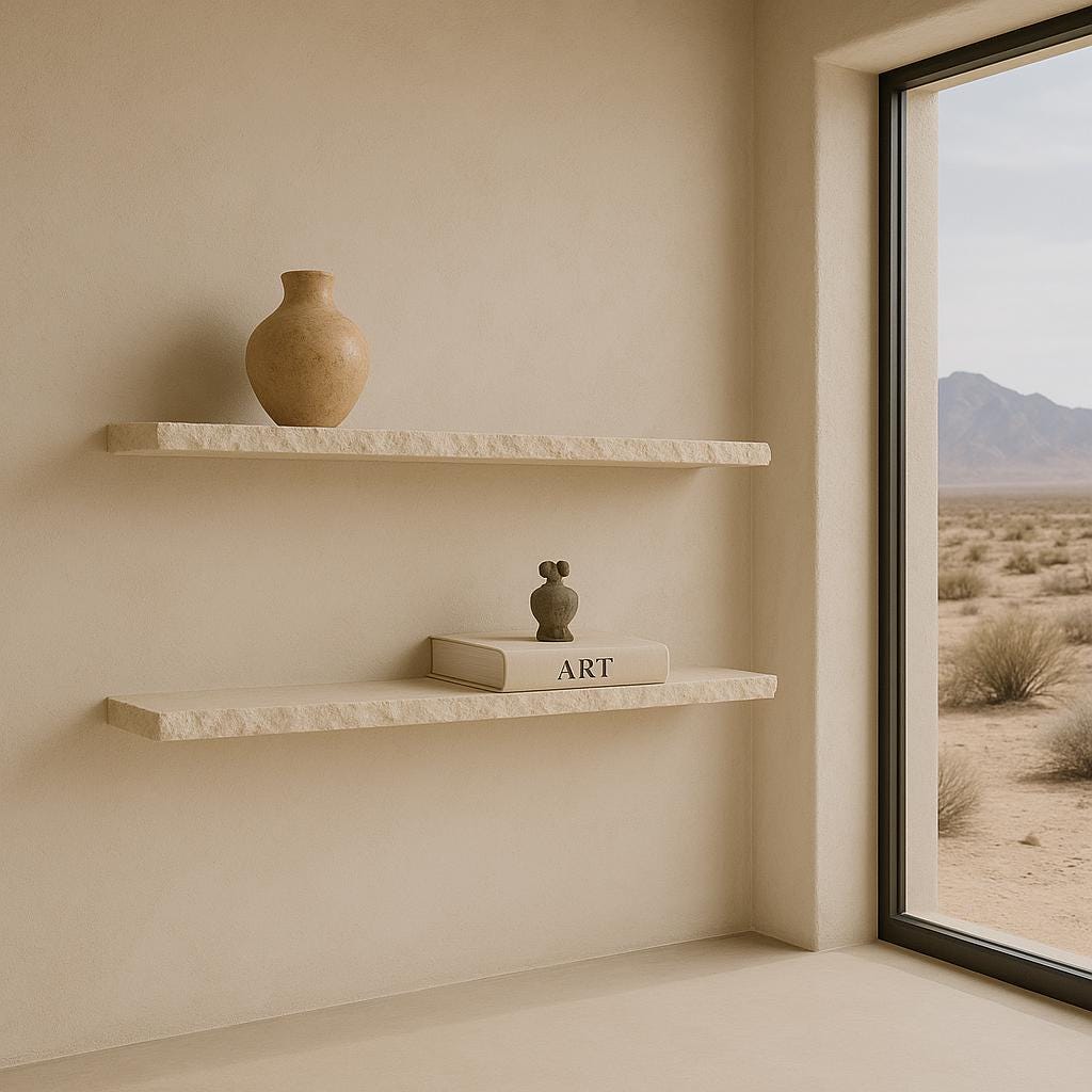 Chiseled Travertine Floating Shelf - Natural Stone Shelves - Invisible ...