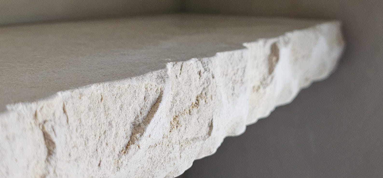Limestone Floating Shelf With Chiseled Edges - Natural Stone Shelves ...
