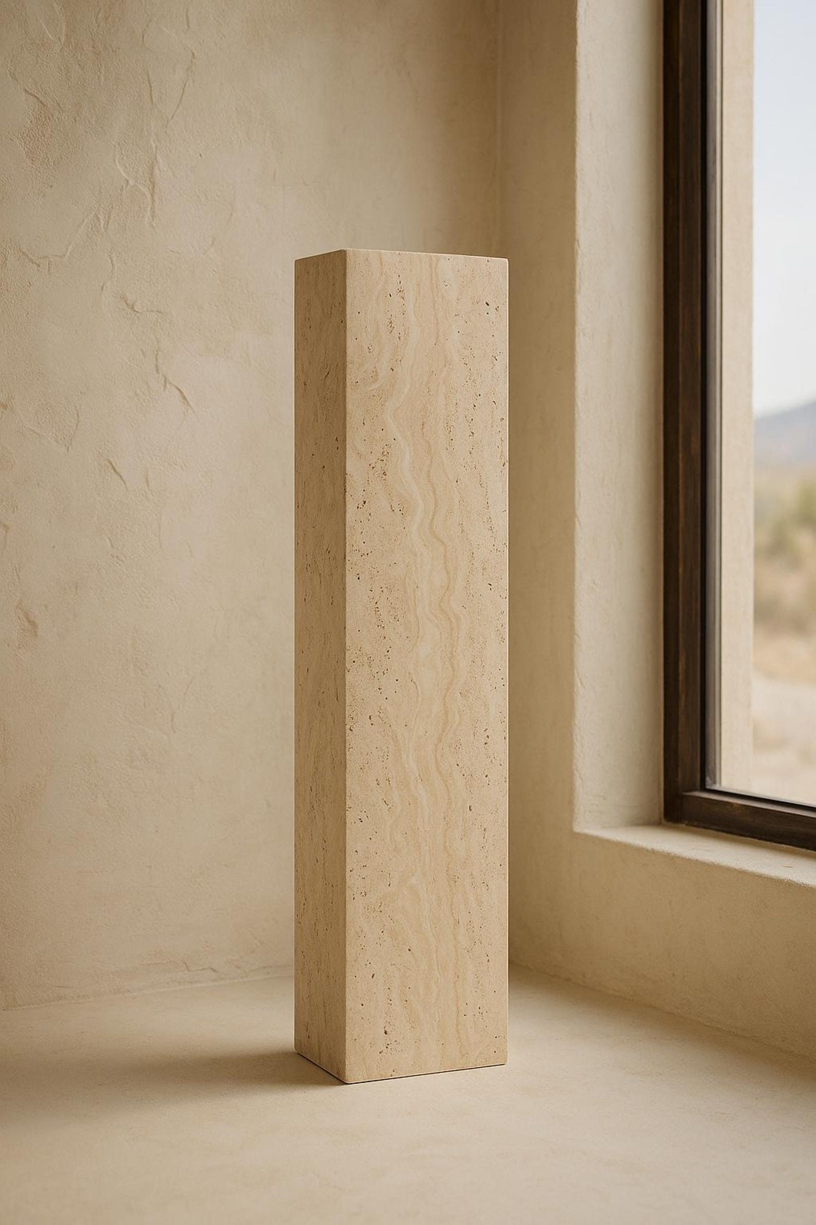 Travertine Pedestal Column - Plinth - Monolith - Solid Stone Block ...