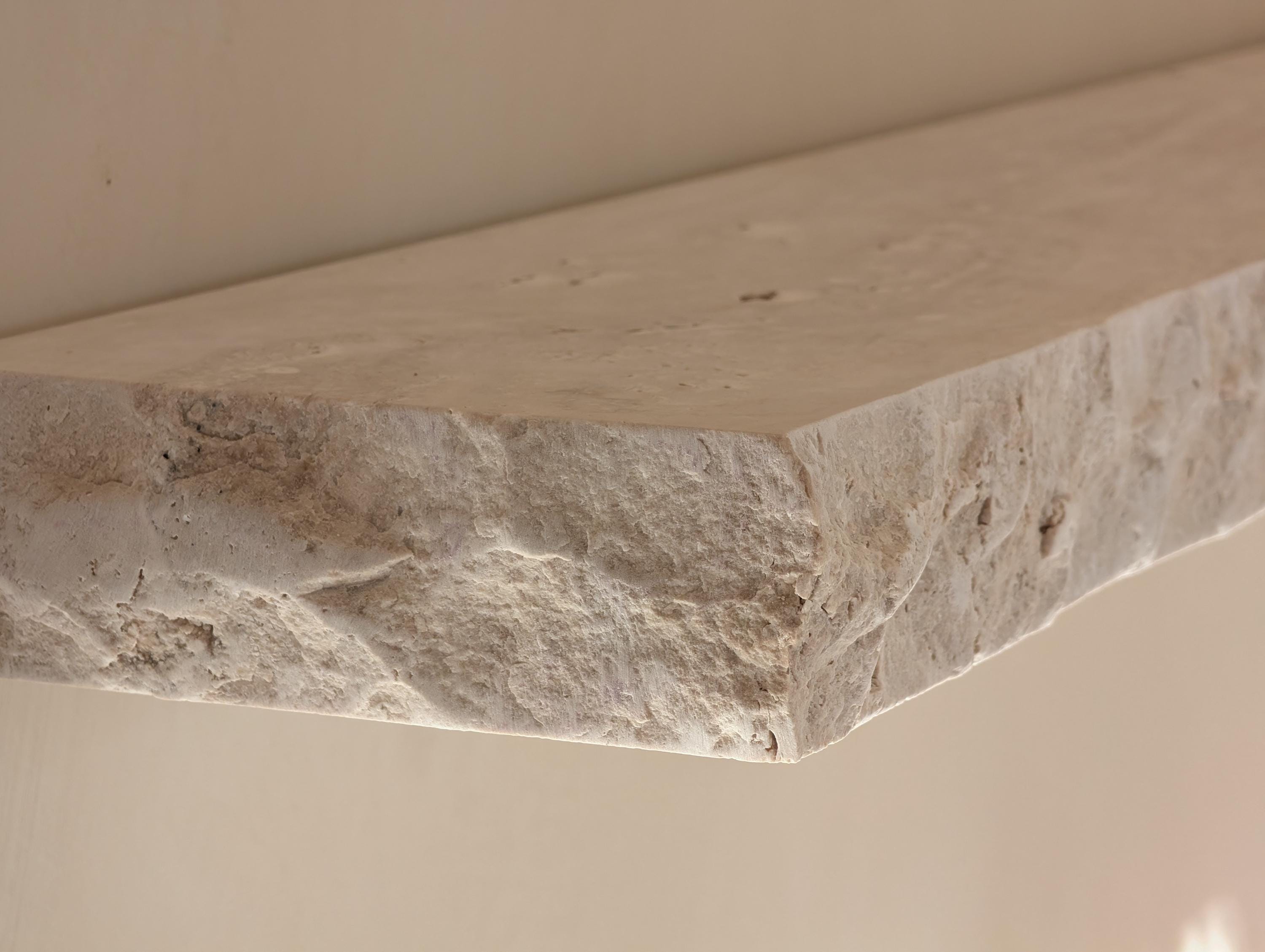 Chiseled Travertine Floating Shelf - Natural Stone Shelves - Invisible ...