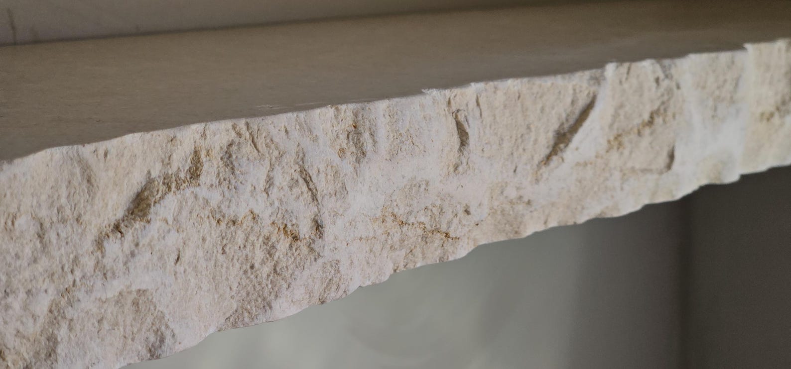 Limestone Floating Shelf With Chiseled Edges - Natural Stone Shelves ...