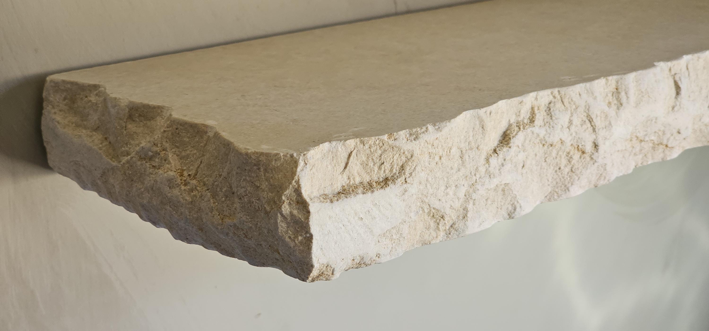 Limestone Floating Shelf With Chiseled Edges - Natural Stone Shelves ...