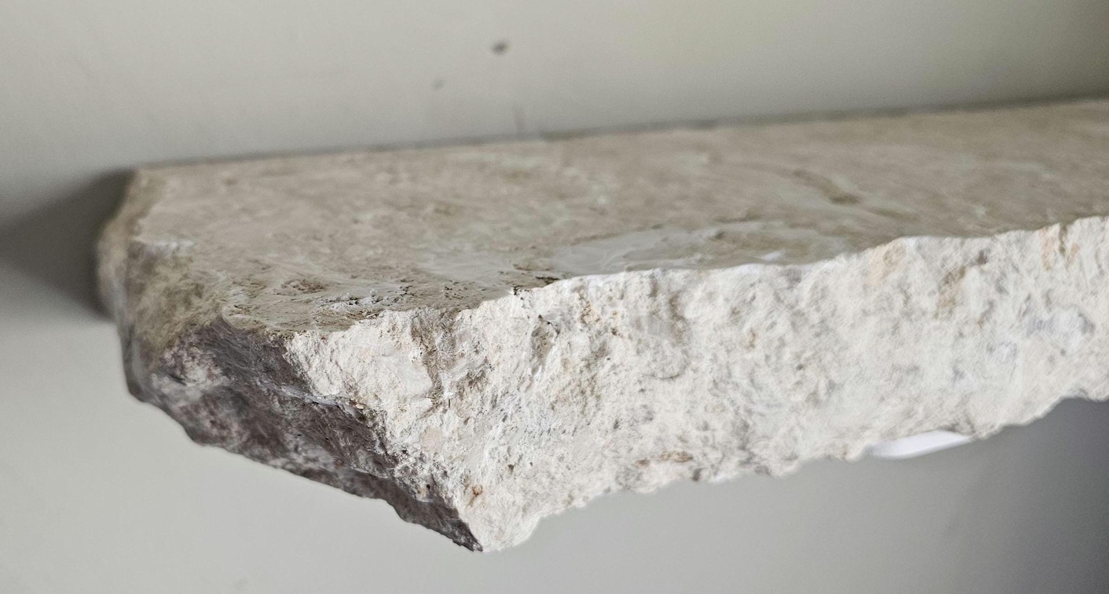 Shell Limestone Floating Shelf With Chiseled Edges. Natural Stone ...