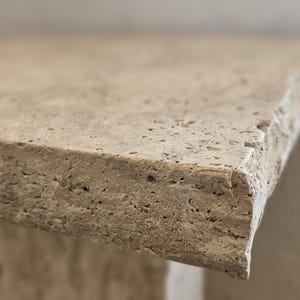Travertine Stone Side Table With Chiseled Raw Edge - Pedestal - Etsy