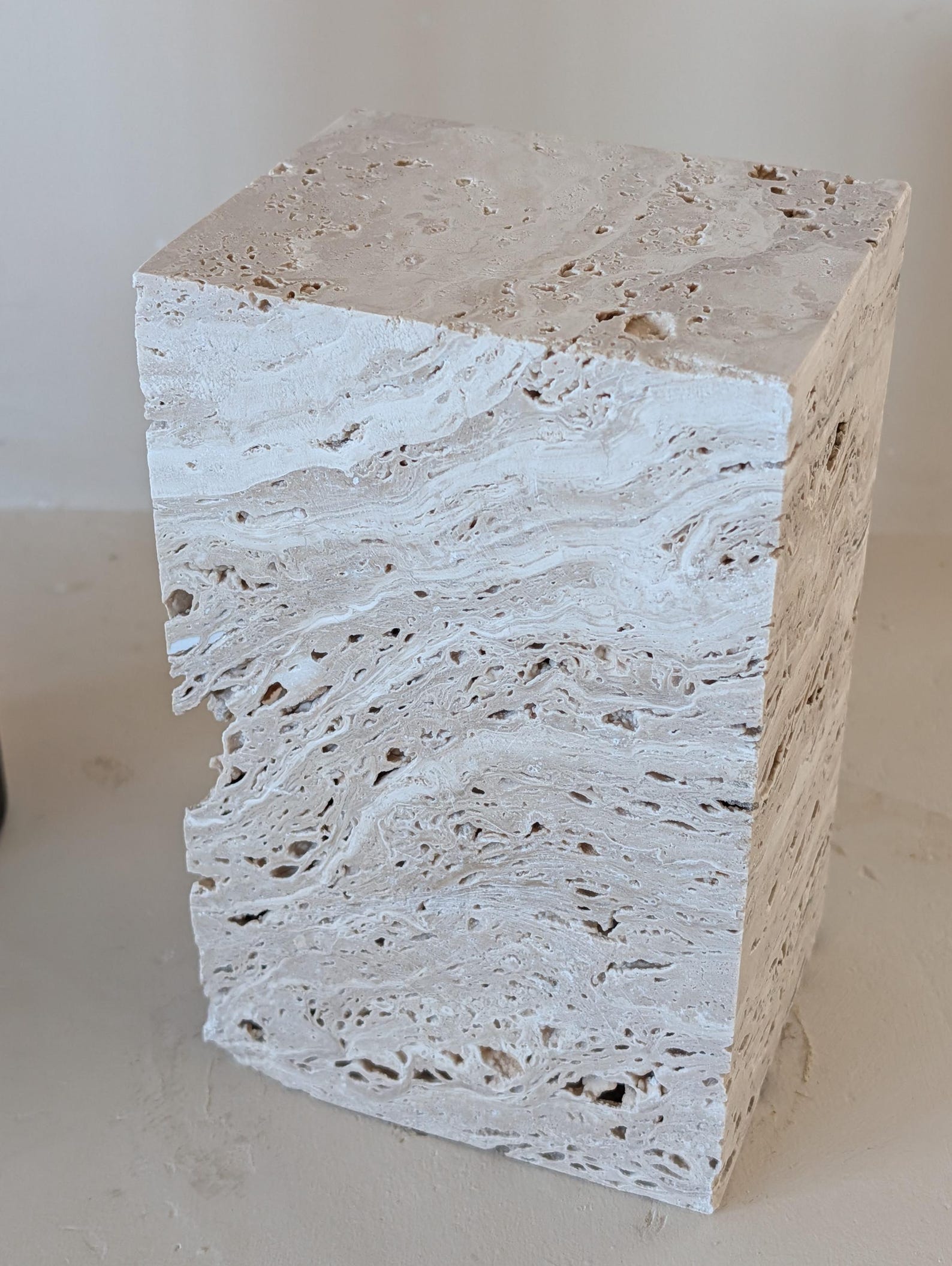 Travertine Pedestal Block - Solid Stone Sculpture Stand - Display Stand ...
