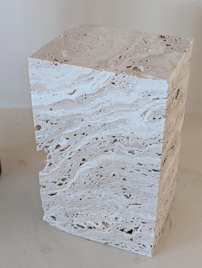Travertine Pedestal Block - Solid Stone Sculpture Stand - Display Stand ...