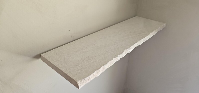 Handcrafted Limestone Floating Shelf - Chiseled Edge Travertine - Etsy
