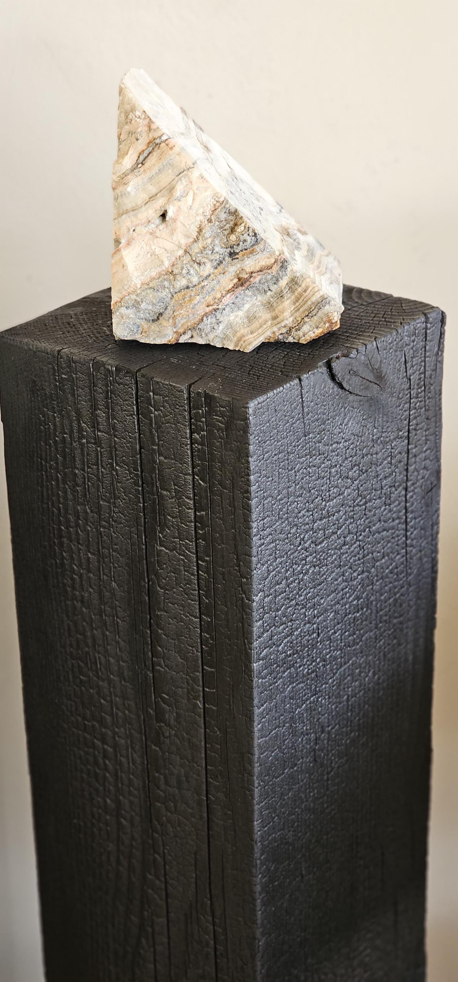 Charcoal Pedestal Column - Shou Sugi Ban Wood Plinth - Monolith ...