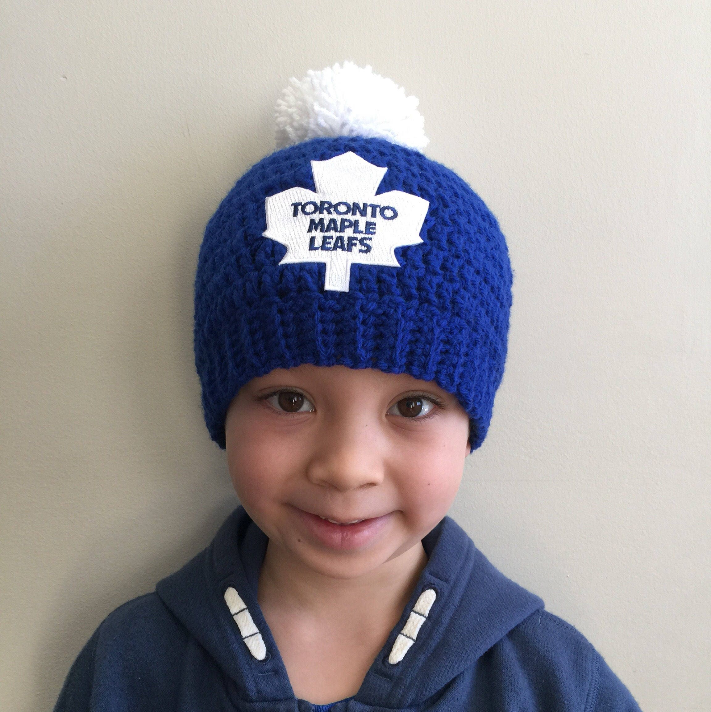 Toronto Maple Leafs Crochet Beanie Hat with NHL Patch/ Photo | Etsy