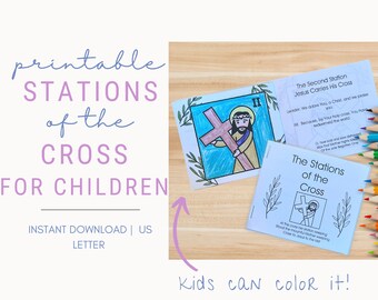 Stations of the Cross: Coloring Prayer Book, Kids Lent Activity, Lenten ...