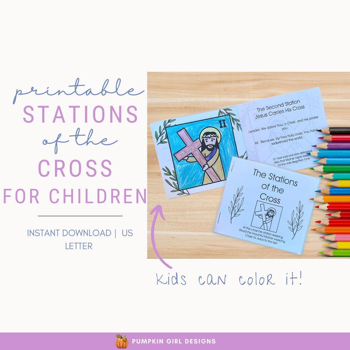 Printable Stations of the Cross Booklet for Kids to Color - Etsy