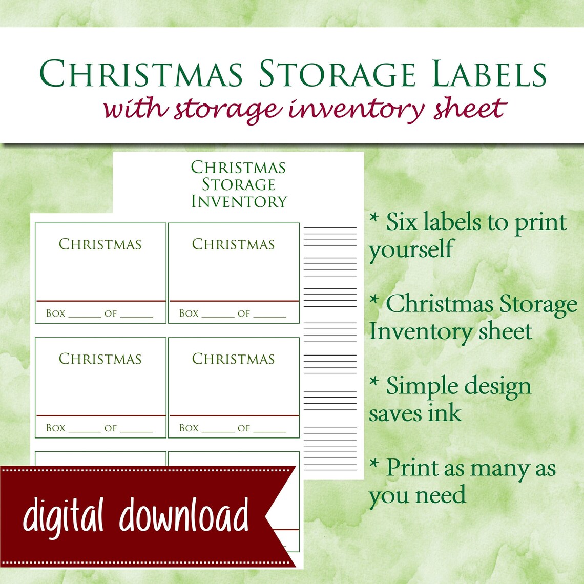 Printable Christmas Storage Bin Labels, Christmas Organization - Etsy