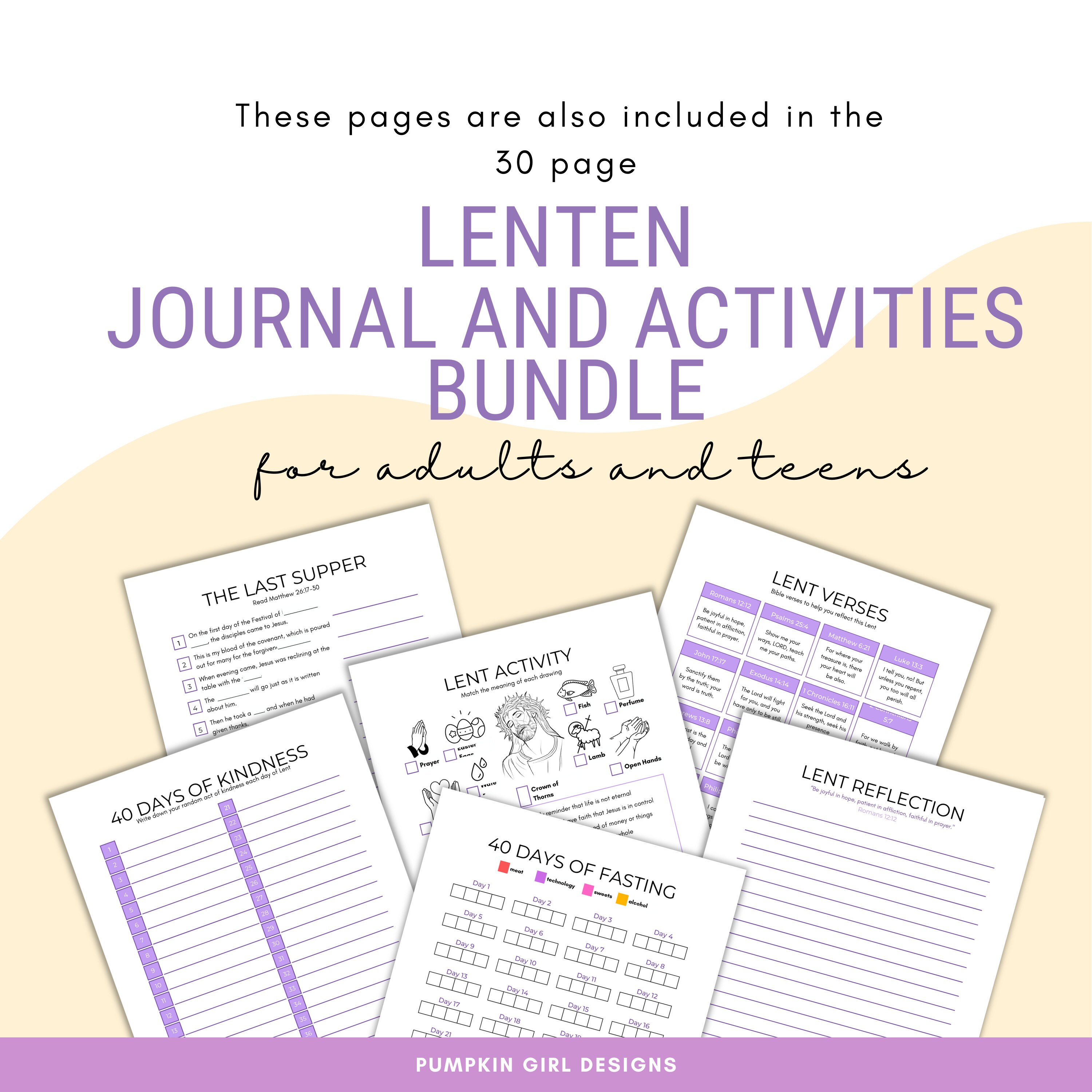 Ash Wednesday, Holy Week, Printable Lenten Journal Pages - Etsy
