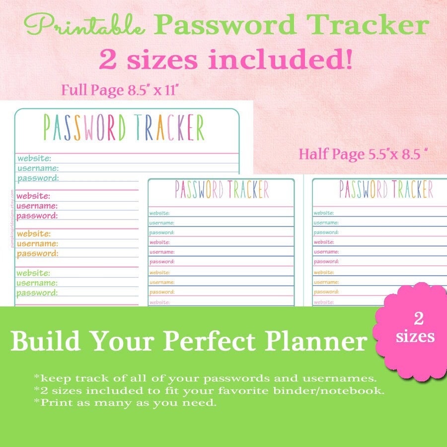 Printable Password Tracker - Etsy