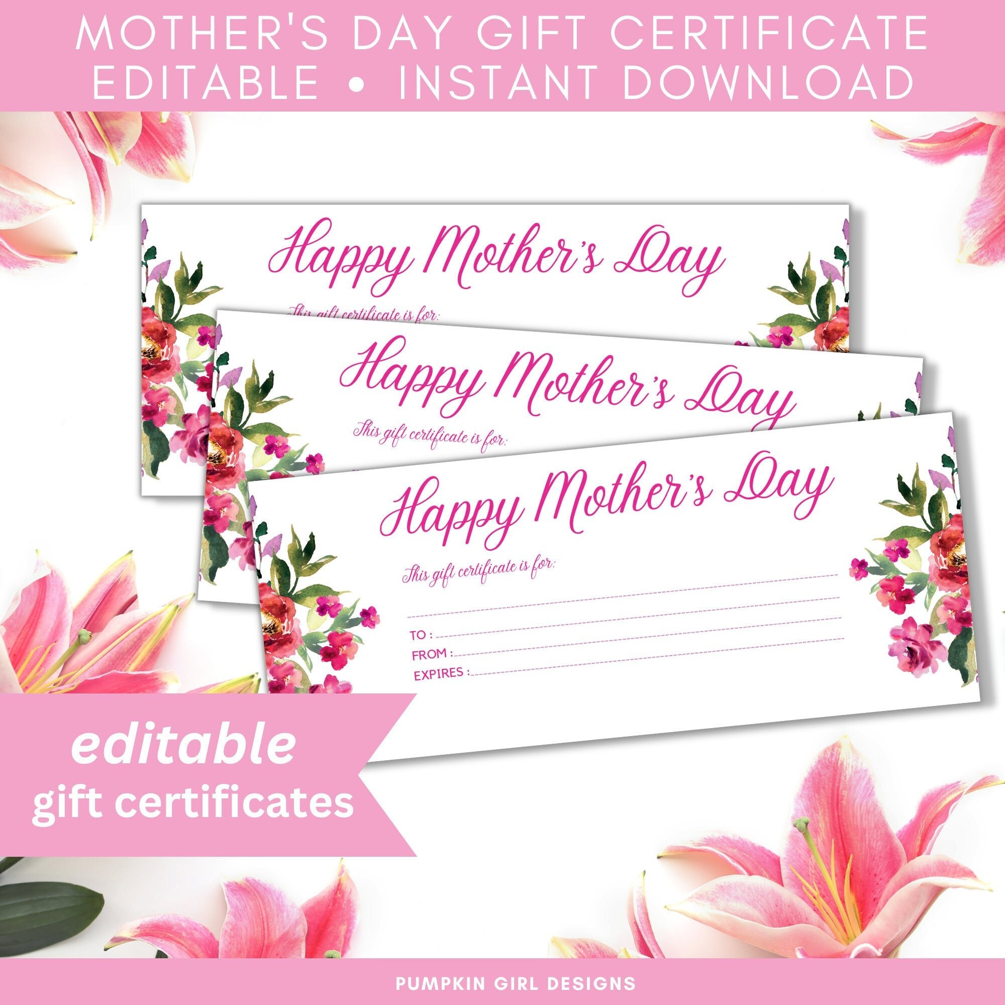 Printable Mother's Day Gift Certificate, Editable Voucher - Etsy