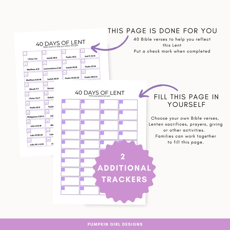 Lent Tracker, Countdown, Journal for Kids, Families, Adults - Etsy