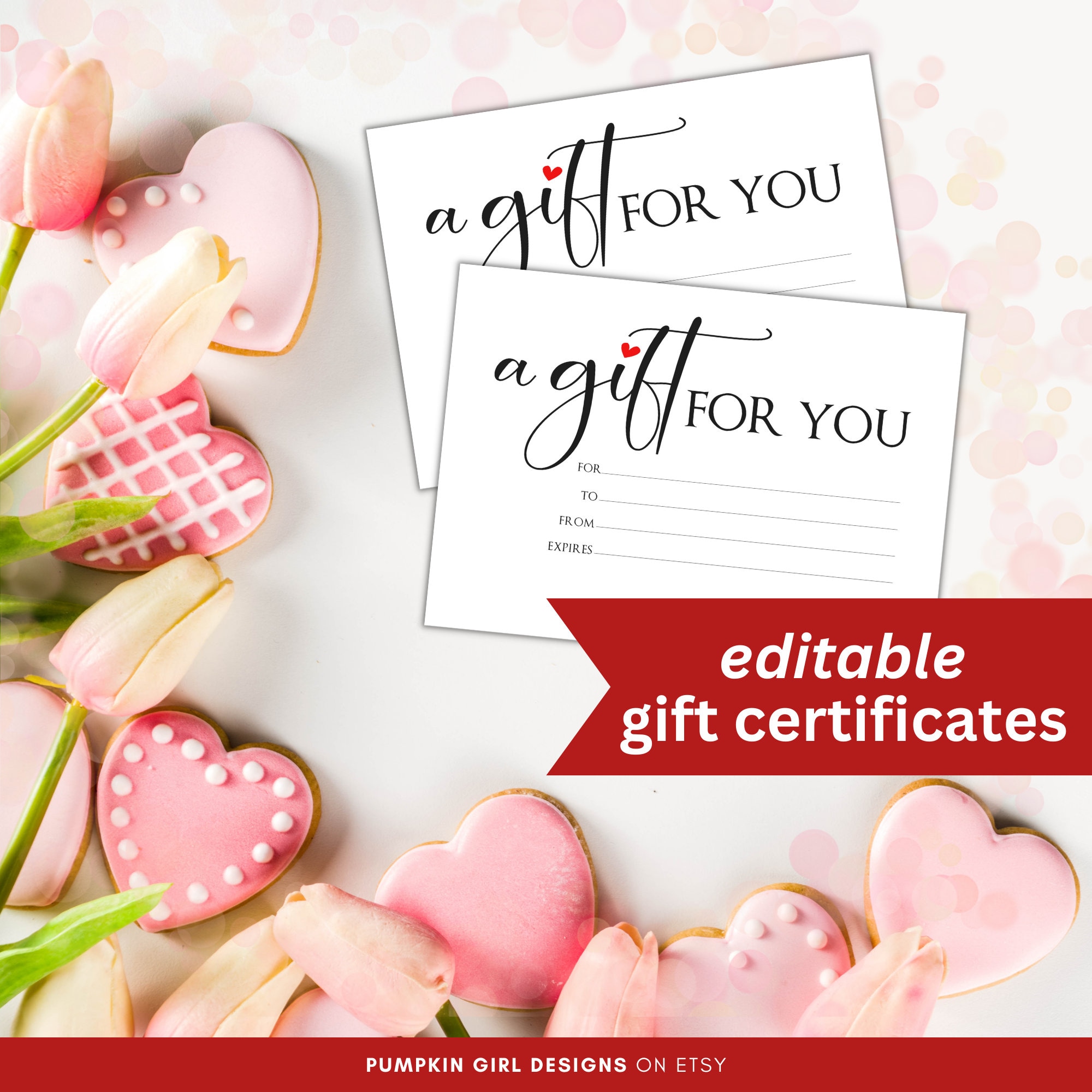 Printable, Editable Gift Certificate, A Gift for You, Valentine - Etsy