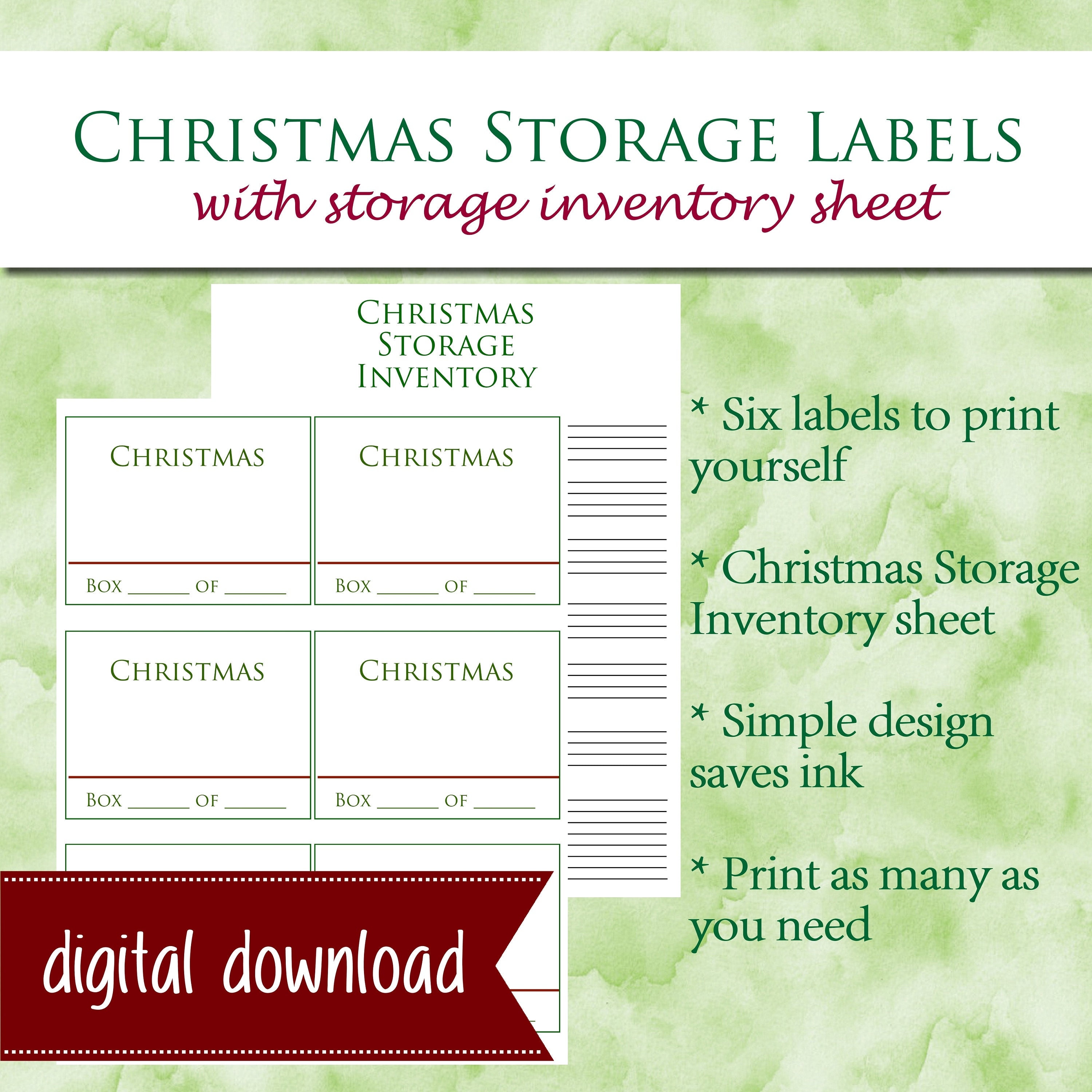 Printable Christmas Storage Bin Labels Christmas Organization Etsy