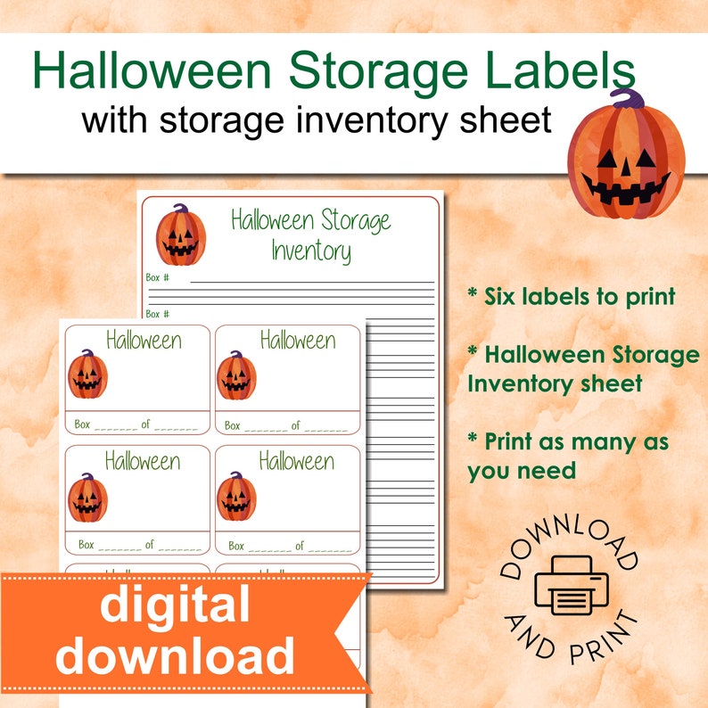 Printable Halloween Storage Bin Labels, Halloween Organization - Etsy