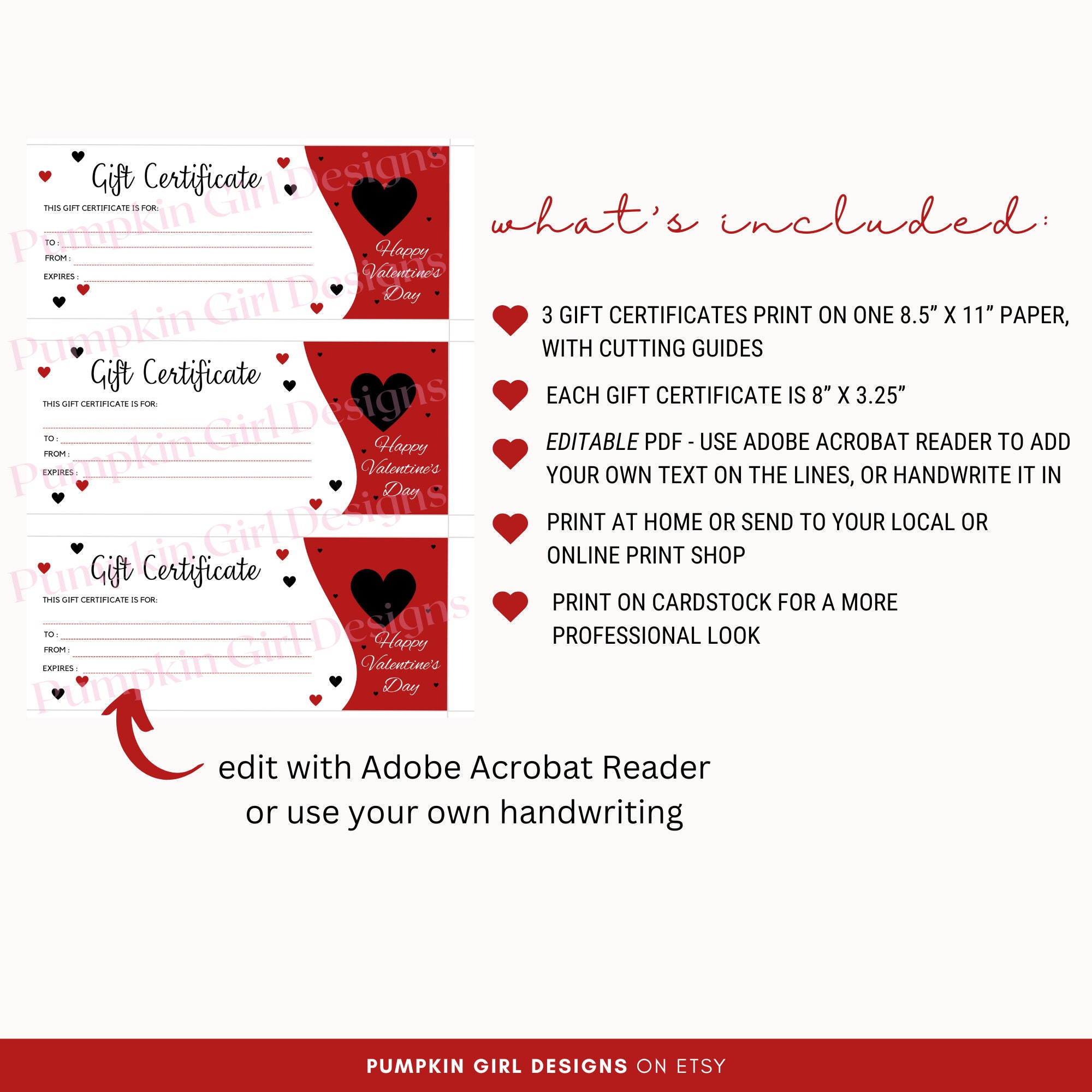 Printable, Editable Valentine's Day Gift Certificate - Etsy