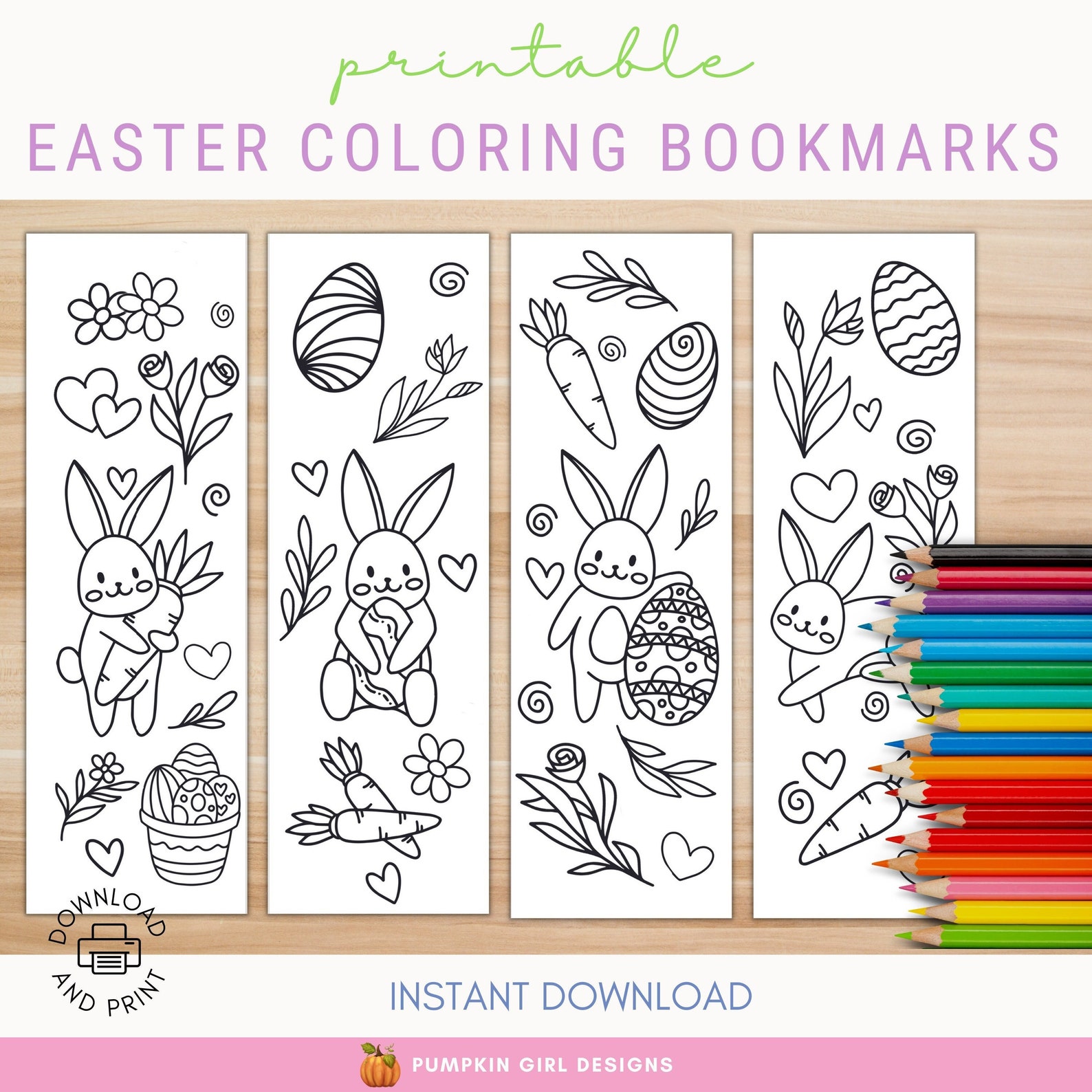 Printable Color Your Own Easter Bookmarks - Etsy