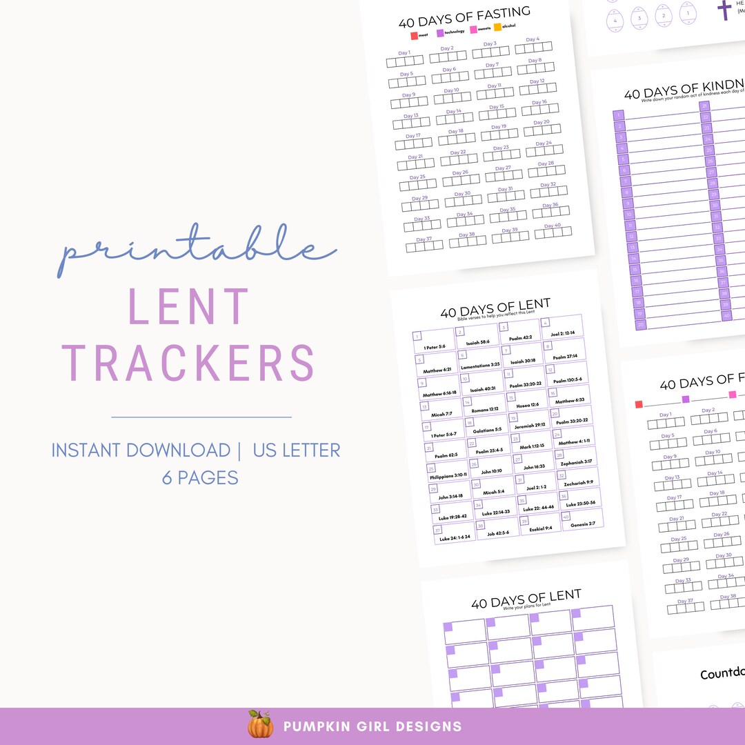 Lent Tracker, Countdown, Journal for Kids, Families, Adults - Etsy