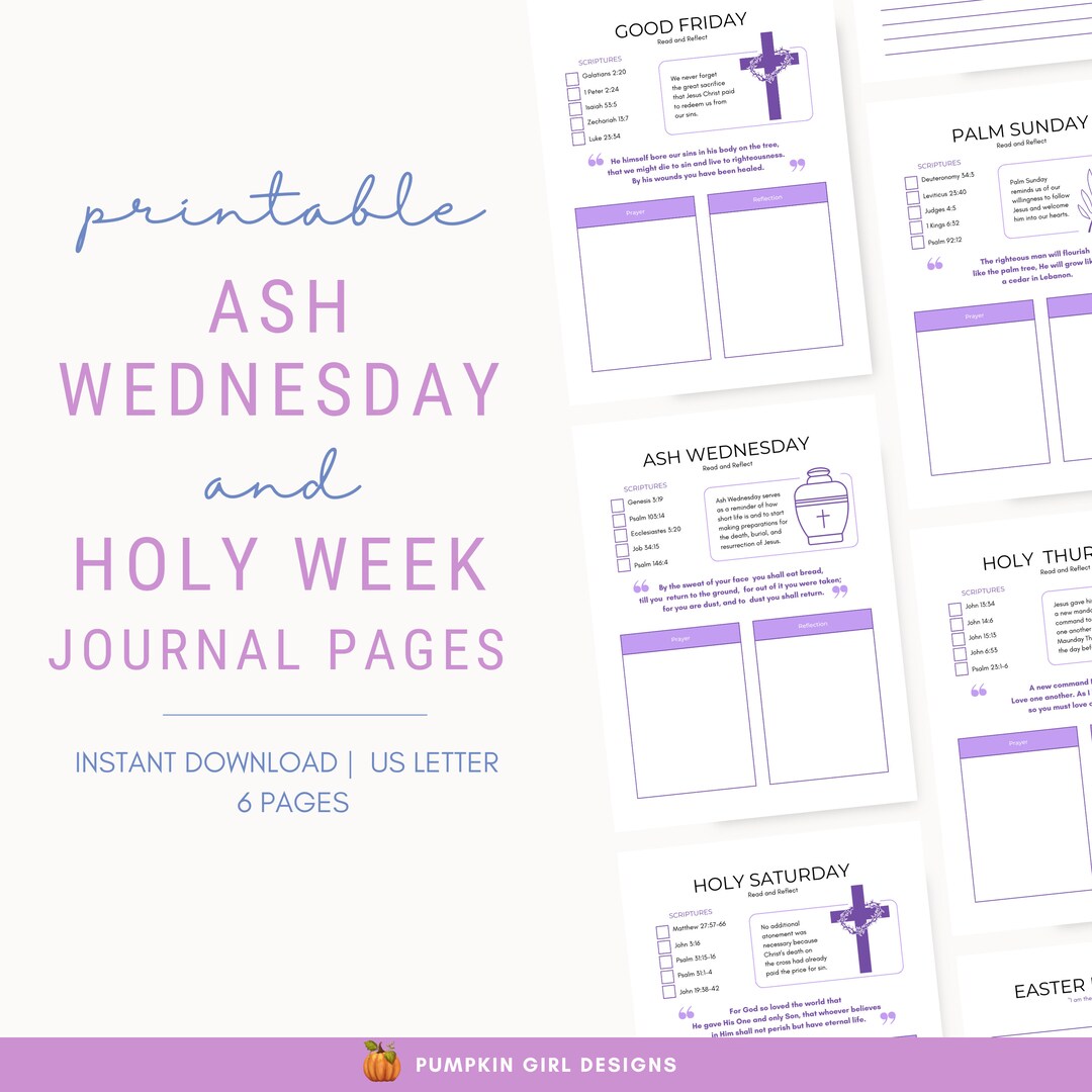 Ash Wednesday, Holy Week, Printable Lenten Journal Pages - Etsy