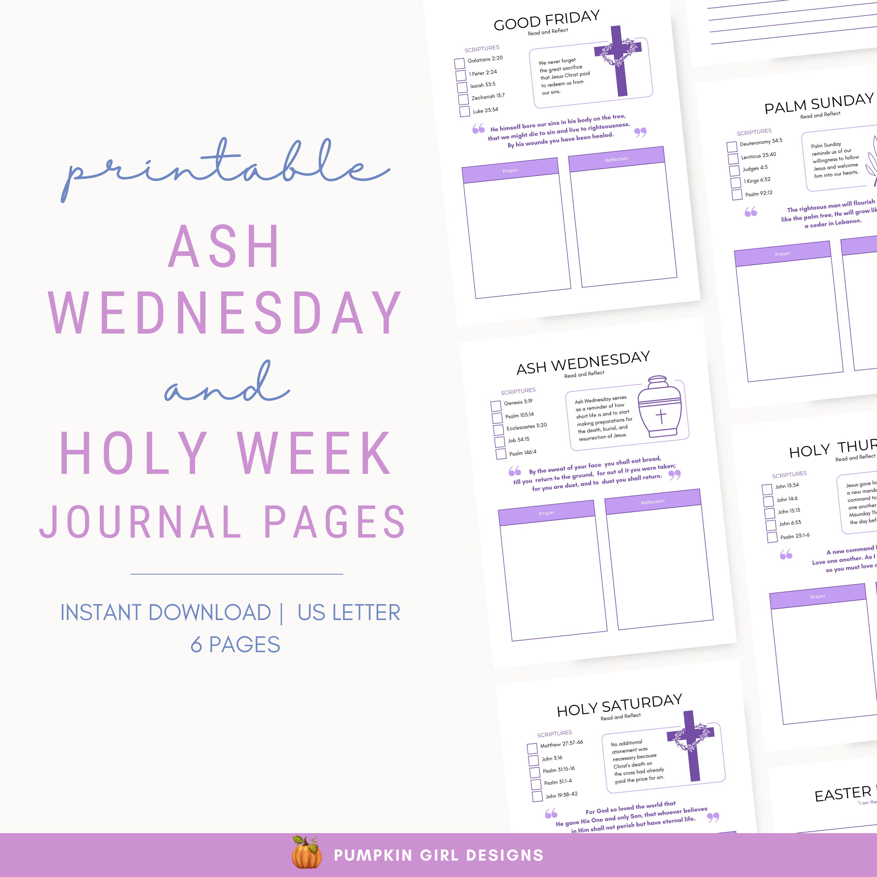 Ash Wednesday, Holy Week, Printable Lenten Journal Pages - Etsy