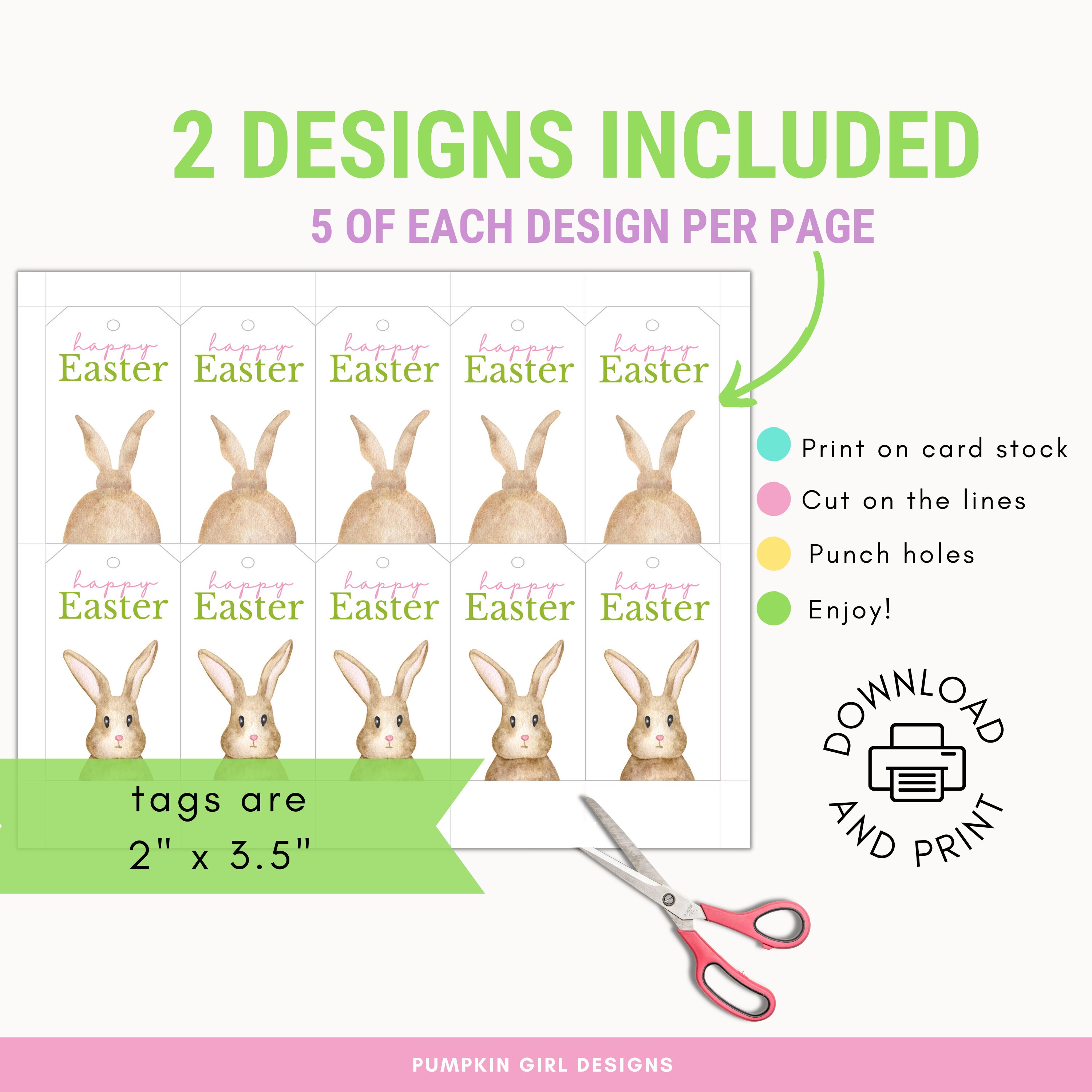 Printable Happy Easter Bunny Gift Tags - Etsy