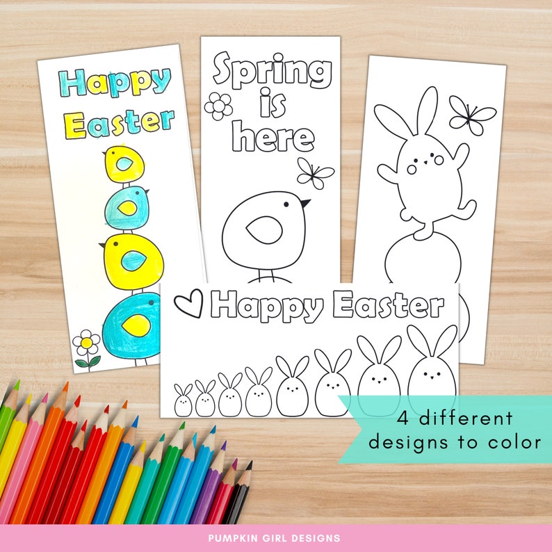 Printable Color Your Own Easter Bookmarks - Etsy