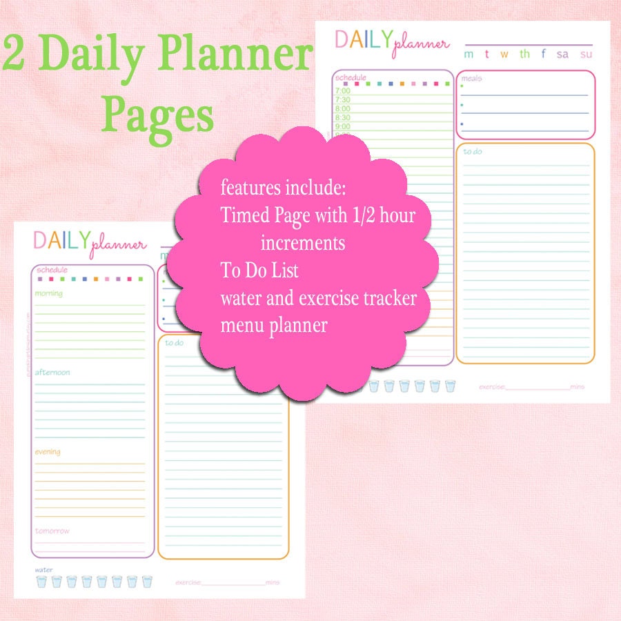 Daily Planner Pages, Personal Size Planner Pages, Printable Planner ...