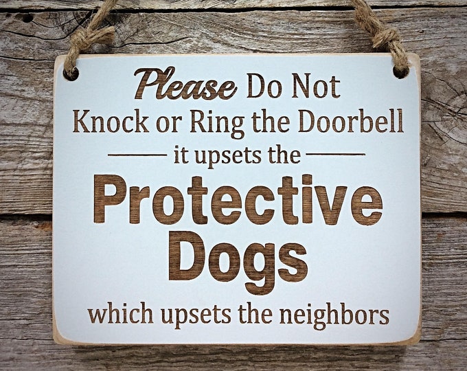 Protective Dogs Front Door Sign, Do Not Disturb Sign, Dog Decor, Dog ...
